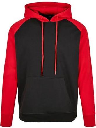 Build Your Brand Sweat à Capuche Basique Raglan Sweatshirt, Noir/Rouge, XXXXXL Homme