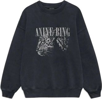 Anine Bing Femme, Sweatshirts et sweats &agrave; capuche, Noir, Taille: 40 FR SweaT-shirt Imprim&eacute; Cool Noir Lav&eacute;