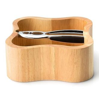 Continenta quadratische Nussschale aus Gummibaumholz mit integriertem Qualit&auml;ts-Nussknacker, Gr&ouml;&szlig;e: 24,5 x 24,5 x 8 cm