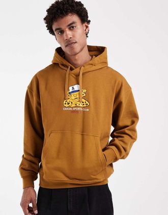 adidas Originals Kapuzenpullover in Braun mit Sports Club-Gepard-Print