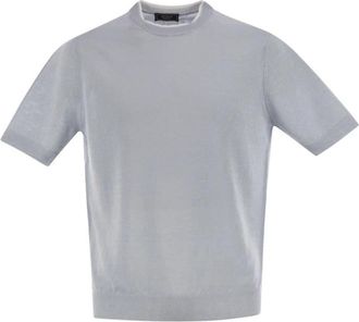 PESERICO Homme, Tops, Bleu, Taille: XL T-shirt en maille c&ocirc;tel&eacute;e