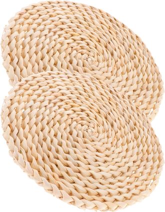 Angoily Isolierende Topfunterlage aus Seegras 2 St&uuml;ck Handgefertigt 20cm Durchmesser f&uuml;r Innen und Au&szlig;enbereich Tischschutz
