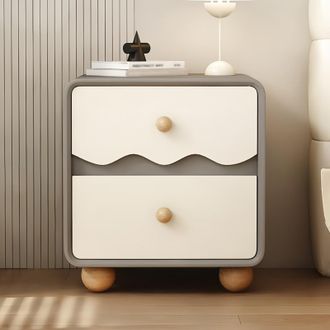 Generic Zweifarbiger Nachttisch Mit Schubladen, Beistelltisch Aus Massivholz Für Schlafzimmer/Wohnzimmer, Mehrzweck-Nachtschrank(Light Gray,35cm)