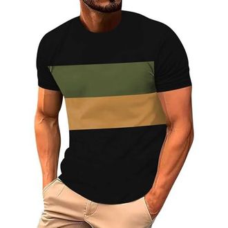 Generic T-shirt pour homme avec col rond et manches courtes en couleur pure, Vert fonc&eacute;., 3XL
