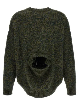 Loewe Double-Neck Melange Wool Sweater - olive
