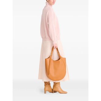 Longchamp Grained Calf Leather Tote Bag - Brown