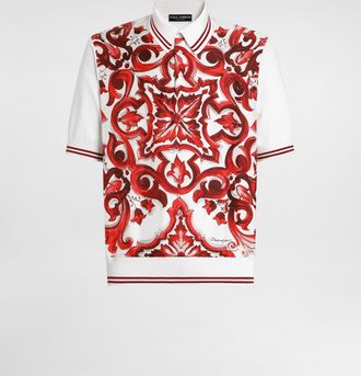 Dolce & Gabbana Poloshirt Aus Seide Mit Majolika-print - Mann Strickwaren Multicolor 46