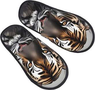 Generic Pantoufles En Coton Tigre Au Repos Imprimé Portative Chaussons Confortable Pantoufles Pour Unisex La Maison Voyage M