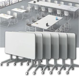 Generic Klappbarer Konferenztisch, Konferenzraumtisch, klappbares Design, 150 kg Tragkraft, mit leisen Rollen, mobiles Meeting(6pcs,140cm)