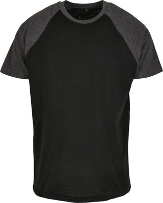 Build Your Brand Herren Raglan Contrast Tee T-Shirt, Black/Charcoal, 4XL