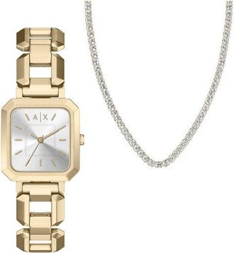 A|X Armani Exchange Set Uhr und Halskette Leila AX7186SET Goldfarben