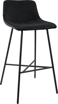 Clp Barhocker gepolstert Altona, mit Lehne und Fu&szlig;st&uuml;tze, Metallgestell schwarz, modern skandinavisch, Tresenstuhl f&uuml;r K&uuml;che, Farbe:schwarz, Material:Samt