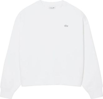Lacoste Femme, Sweatshirts et sweats &agrave; capuche, Blanc, Taille: 40 FR SweaT-shirt oversize en jersey double face