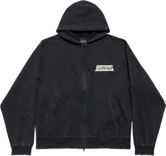 Balenciaga hoodie zipp&eacute; &agrave; logo - Noir