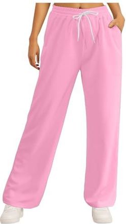 Generic Pantalon Droit Femme Taille Elastique- Pantalon Sport Femme avec Cordon De Serrage Poches Ample Sweatpants DéContracté Quotidien Classique Basique Pan
