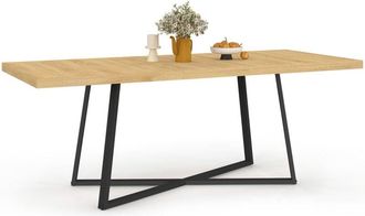 IDMarket Ausziehbarer rechteckiger Esstisch SELMA 6-10 Personen Holz und Schwarz 160 - 200 cm