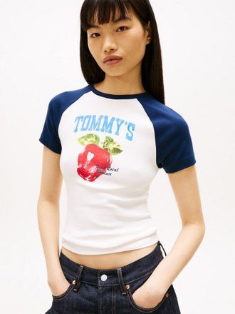 Tommy Jeans Kurzarmshirt TJW SLIM TOMMY MARKET RAGLAN mit Print, Rundhalsform