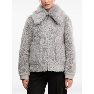 Patrizia Pepe Femme, Vestes, Gris, Taille: 36 FR Manteau Douillet R&eacute;versible