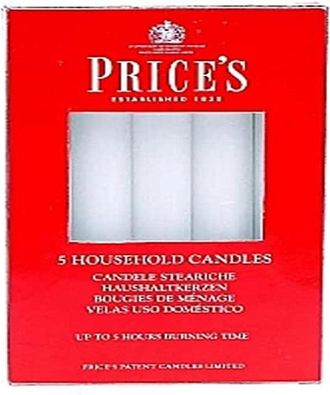 Price's Candles Prices Haushaltskerzen, Wei&szlig;, X5