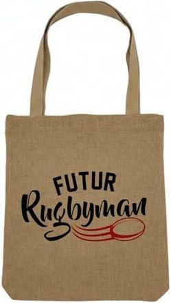 Fabulous Sac Shopping Tote Bag Aspect Lin - Futur Rugbyman Sport Passion Rugby - Sac de Courses Toile Epaisse 360g Beige Naturel Cabas Port&eacute; Epaule Solide Impr
