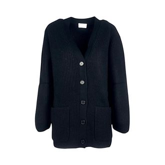 P.A.R.O.S.H. P.a.r.o.s.h., Femme, Pulls, Noir, Taille: 42 FR Cardigan en maille c&ocirc;tel&eacute;e &agrave; poches plaqu&eacute;es