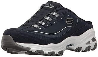 Skechers DLites Mules de sport &agrave; enfiler pour femme, bleu marine/blanc, 7 Wide