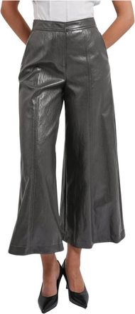 Manila Grace Pantalon tailleur court &agrave; jambes larges - Femme - Pantalons - Gris - Taille: 42 FR