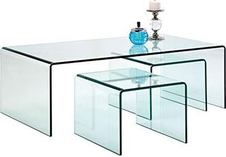 Kare Design Design Couchtisch Clear Club (3/Set), Transparent, Couchtisch, Beistelltisch, Glas, 36x90x50 cm (H/B/T)
