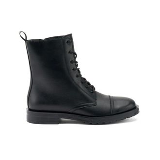 Frau Femme, Chaussures, Noir, Taille: 35 EU Bottines noires en cuir avec zip