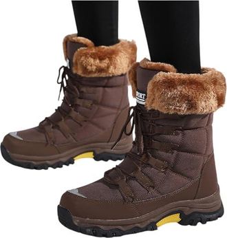 Generic Bottes de neige pour femme - Bottes de marche chaudes doubl&eacute;es de fourrure - Bottes de randonn&eacute;e mi-mollets &agrave; lacets - Chaussures de marche pour fille