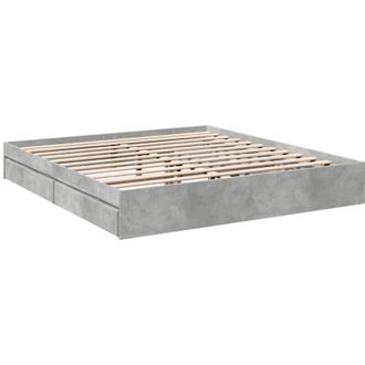 vidaXL Bettgestell mit Schubladen Betongrau 180x200 cm Holzwerkstoff Vidaxl
