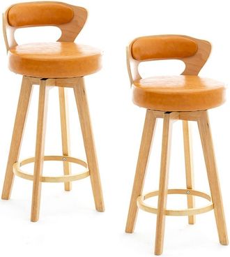 Generic Drehbarer Barhocker, 2Er-Set, Gepolsterte Sitze Aus Pu-Leder, Bequemes Massivholz, Einfache Montage, f&uuml;r K&uuml;chentheken Und Barhocker