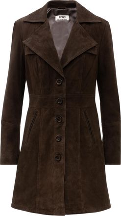 Ricano Kurzmantel RICANO Mantel Lucie, Damen, Gr. L, braun (braun (velour)), Obermaterial: 100% Ziegenveloursleder GOVL. Futter: 100% Polyester PES., figurbe