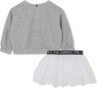 Karl Lagerfeld Cotton-Blend Two-Piece Skirt Suit - Gray