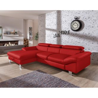 Cotta home24 Ecksofa mit Longchair Rot Kunstleder Piera 268 x 96 x 169cm Longchair davorstehend links ohne Schlaffunktion Modern