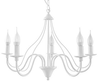 Sollux Lighting Lustre suspension - plafonnier acier - 5 flammes - ampoule LED - blanc Minerwa