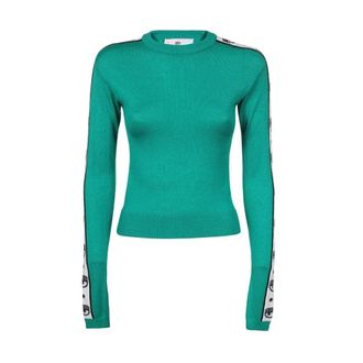 Chiara Ferragni Gestreifter Wollmischpullover - - Knitwear - Damen - Gr&uuml;n - L