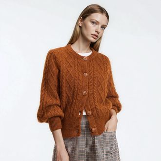 La Redoute Collections Cardigan Torsad&eacute; Alpaga Et Laine M&eacute;lang&eacute;s