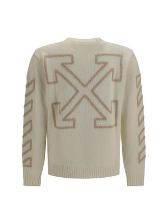 Off-white Mens Arrow Fuzzy Crewneck Sweater Cream Wool Ovis Aries; Polyamide