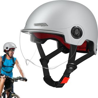 Generic Elektro-Fahrradhelm - sto&szlig;fester Kopfschutz, verstellbares Design mit abnehmbarem entspiegeltem Visier, leichte ABS-Schale f&uuml;r Sicherheit | Roller-Hel