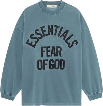 Fear of God Homme, Tops, Bleu, Taille: 2XL T-shirt &agrave; Manches Longues Campus Ann&eacute;es 90