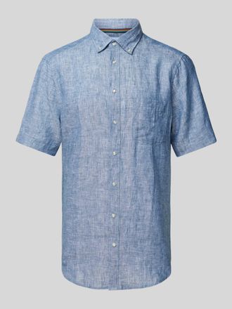 Christian Berg Regular Fit Leinenhemd mit Button-Down-Kragen