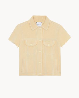 Kujten Veste cachemire courte jacquard denim, 4 fils - Veste Jessinda