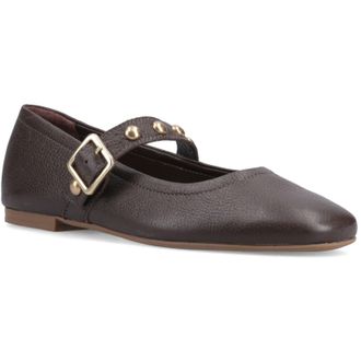 Hush Puppies Charlene Stud Ballerina Leder Damen Schokoladen Flats