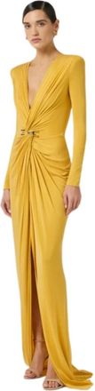 Elisabetta Franchi Femme, Robes, Jaune, Taille: 38 FR abiti Cupro