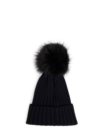 Moncler L20933B00039M1131999 Wool Pom-Pom Beanie - Black