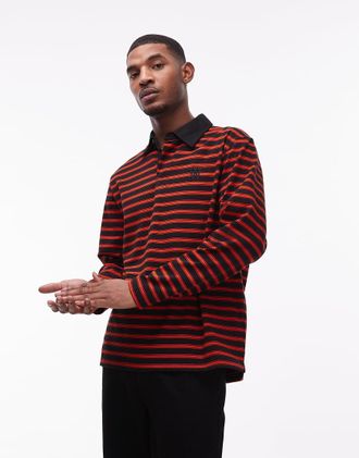 Wood Wood Double A By Wood Wood - Landon - Polo &agrave; rayures - Rouge-Multicolore