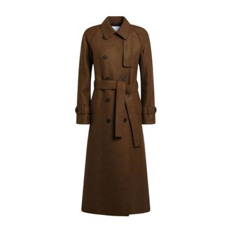 Harris Wharf London Langer Trenchcoat aus gewalkter Wolle - - Coats - Damen - Braun - L