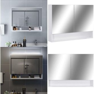 vidaXL Vidaxl - Armoire à miroir de salle de bain led Blanc 80x15x60 cm mdf - Armoire De Salle De Bain - Meuble Salle De Bain - Miroir Led - Éclairage Salle