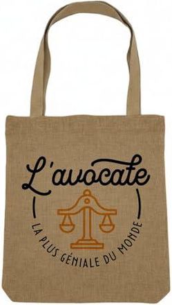 Fabulous Sac Shopping Tote Bag Aspect Lin - La Meilleure Avocate du Monde Tribunal Court Justice - Sac de Courses Toile Epaisse 360g Beige Naturel Cabas Port&eacute; 